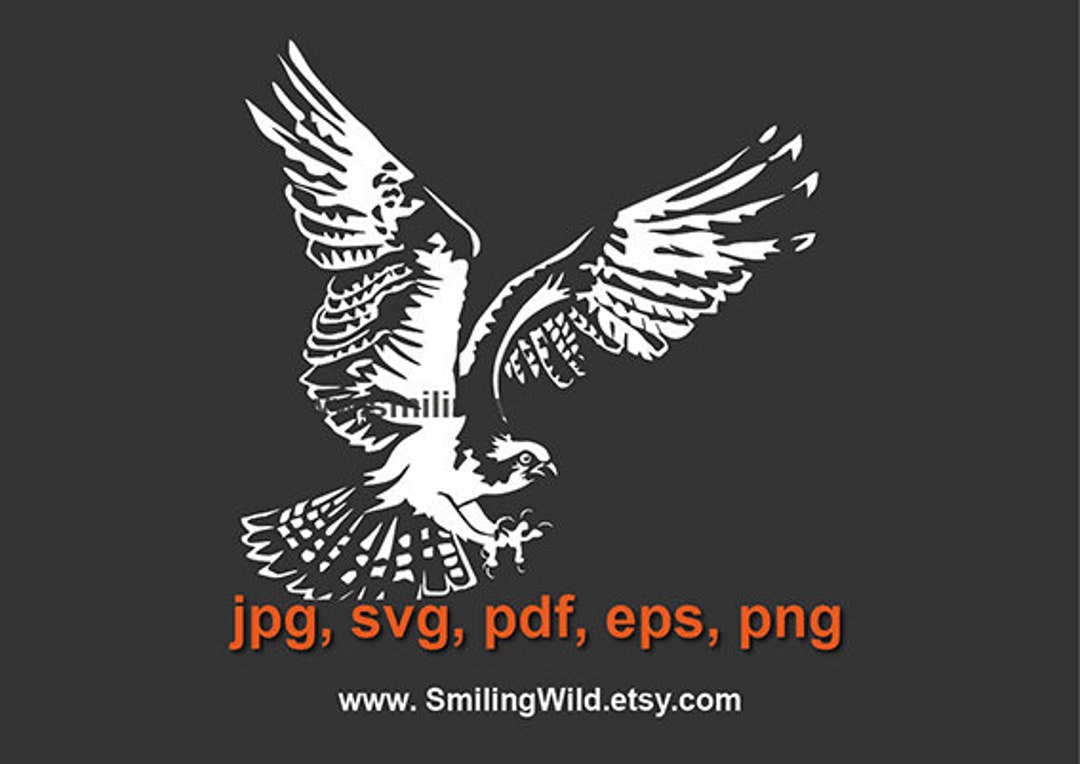 Osprey Svg Sea Hawk Clipart Cut File Cuttable White Print on Black ...