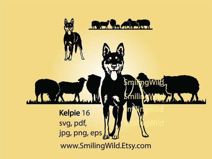 Australian Kelpie Herding Svg & Png Vector Graphic File, Herding Dog ...