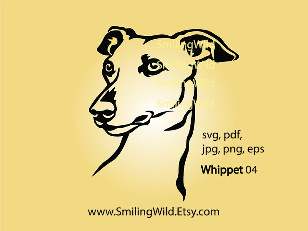 Whippet Svg Clipart Portrait Head Dog Vector Graphic Art Whippet ...