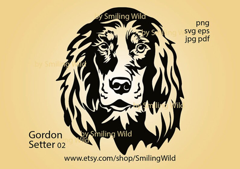 Gordon Setter /02/ Svg Portrait Vector Graphic Art Clipart | Etsy