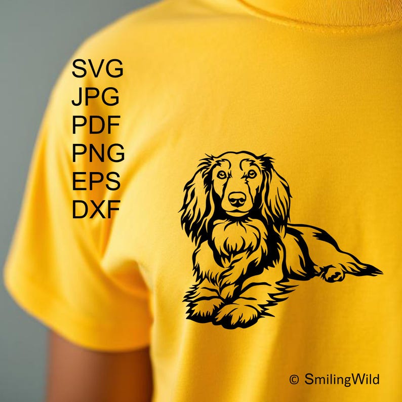 Long Haired Dachshund SVG, PNG, DXF Clipart File - Dog Vector Art - Etsy