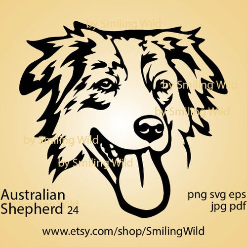 Merle Australian Shepherd Head Svg Clip Art Aussie Vector - Etsy