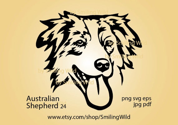 Merle Australian Shepherd Dog Breed Svg Aussie Face Clip Art - Etsy