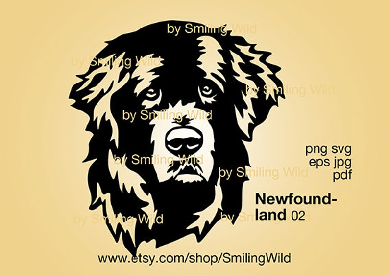 Newfoundland Dog Svg Cricut Portrait Vector Graphic Art - Etsy
