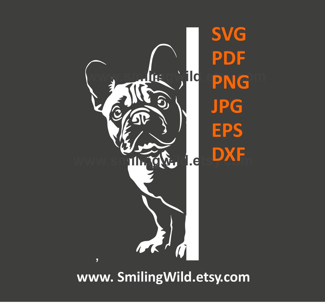 French Bulldog Peeking Around the Corner SVG & PNG, DXF – Dog White ...