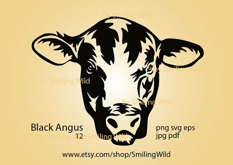 Black Angus Bull Svg /03/ Vector Graphic Portrait Cattle - Etsy
