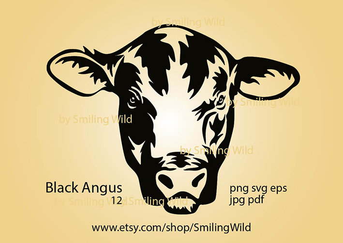 Black Angus Bull Svg /03/ Vector Graphic Portrait Cattle - Etsy Canada