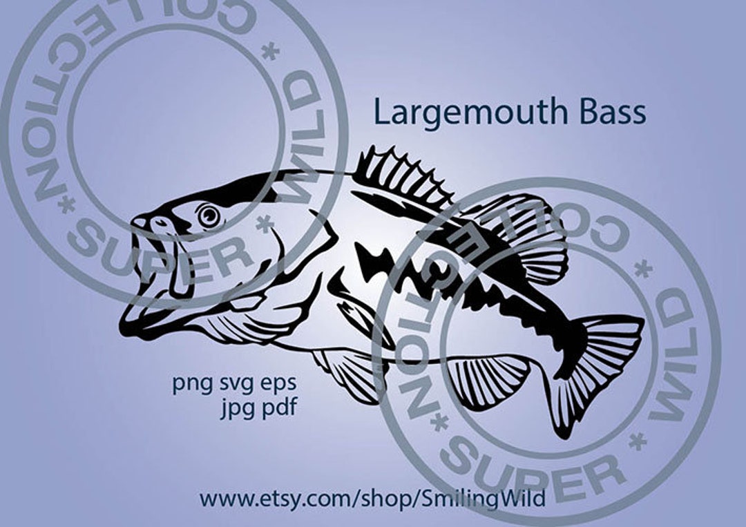 Largemouth Bass Svg Clipart Freshwater Game Fish Vector Graphic Art ...