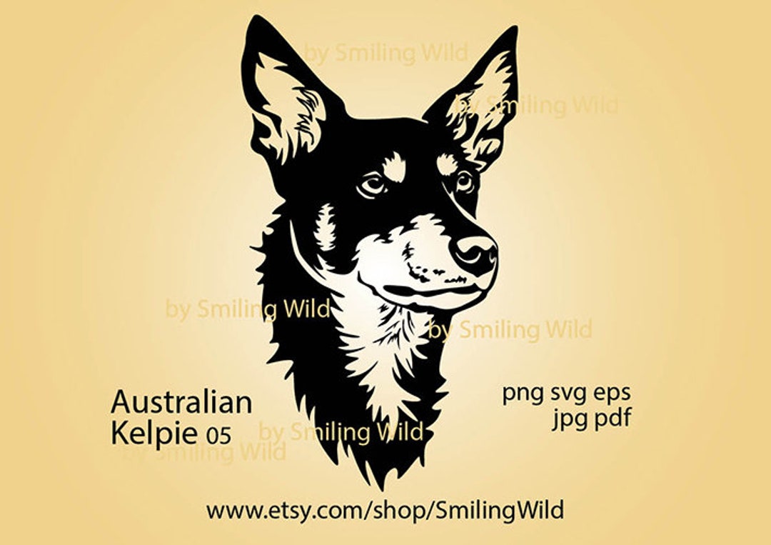 Australian Kelpie Svg Dog Head Portrait Vector Graphic Art Kelpie ...