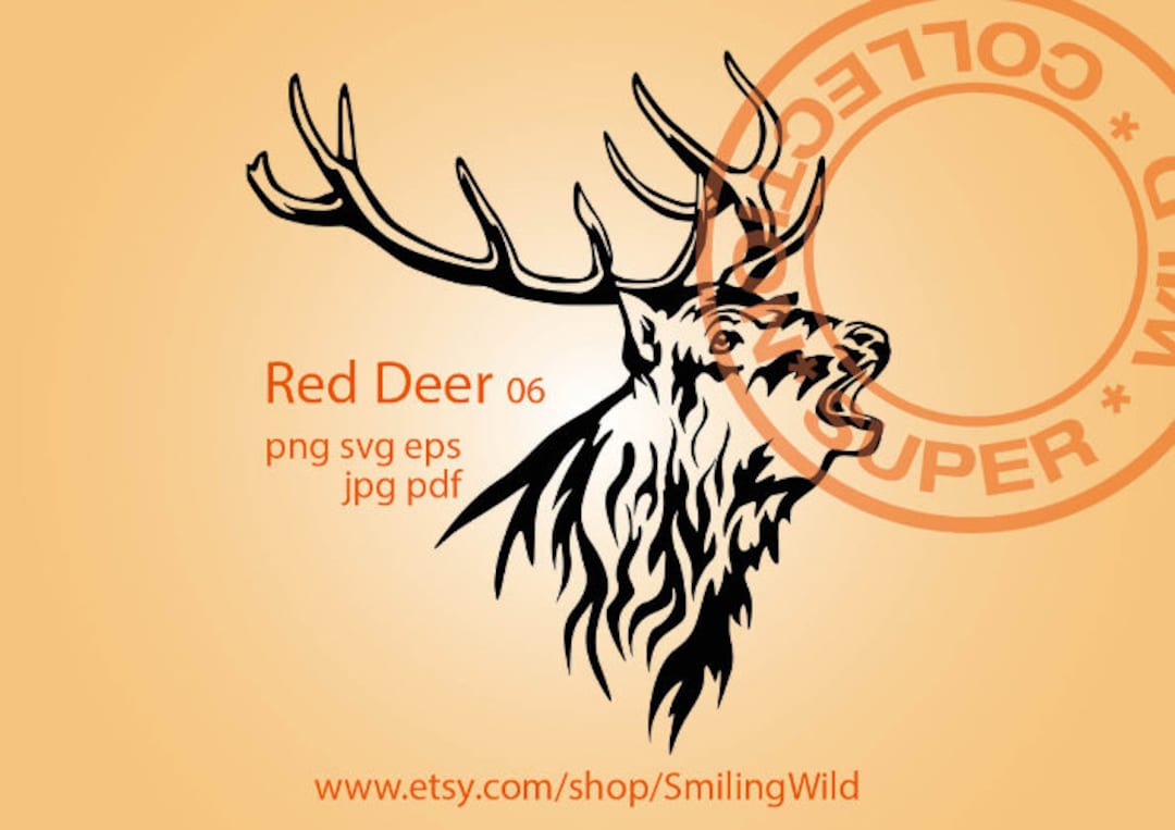 Red Deer Svg Stag Portrait Vector Graphic Art Artwork Elk Logo Head Svg ...