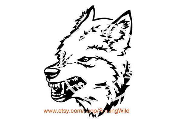 Angry Wolf Head Drawings