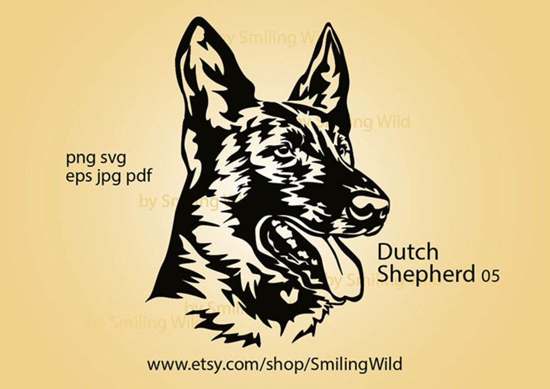 Dutch Shepherd Svg Portrait /05/ Clipart Vector Graphic Art Dutch ...