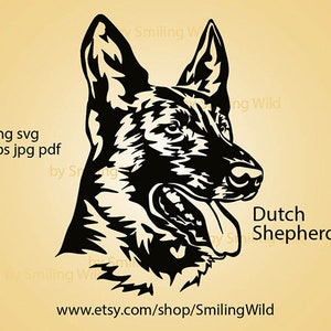 Dutch Shepherd Svg Portrait /05/ Clipart Vector Graphic Art Dutch ...