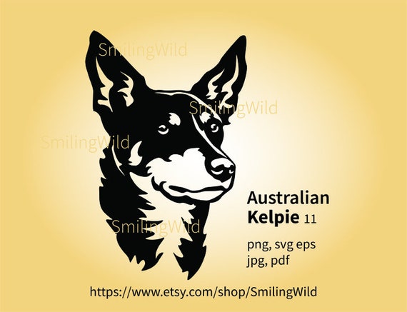 Australian Kelpie Dog Svg Vector Graphic Icon Illustration - Etsy