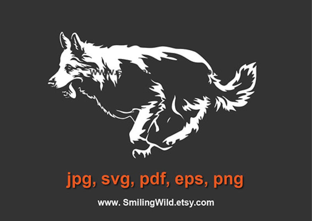 Running White Swiss Shepherd Dog Svg Vector Graphic Art Berger Blanc ...