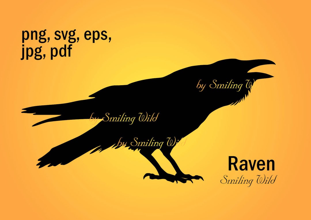 Raven Silhouette Svg Clipart Cutout File Corvus Corax - Etsy