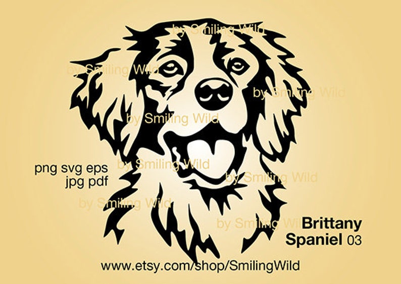 Brittany Spaniel Svg Portrait Vector Graphic Art Dog Head | Etsy