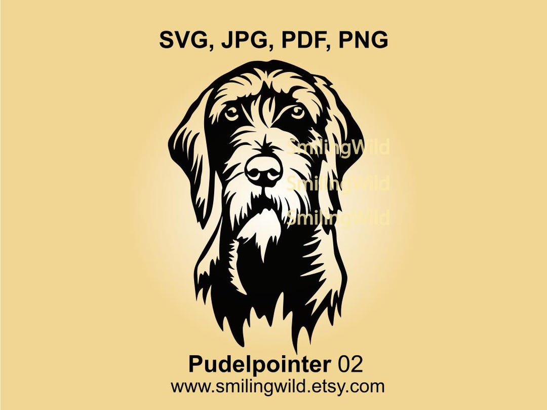 Pudelpointer SVG, PMG Clip Art - Hunting Dog Unique Pet Portrait Vector, Digital Design for ...