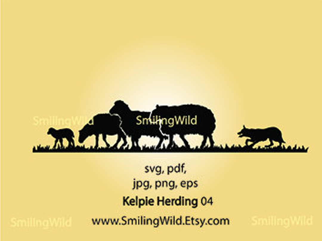 Australian Kelpie Herding Svg & Png Silhouette Vector Graphic File, Dog ...