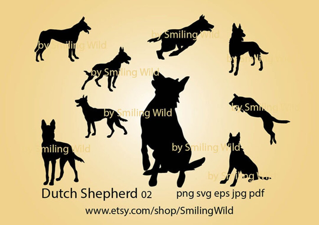 Dutch Shepherd Svg Silhouette Clipart Dog Vector Graphic Art Sitting ...