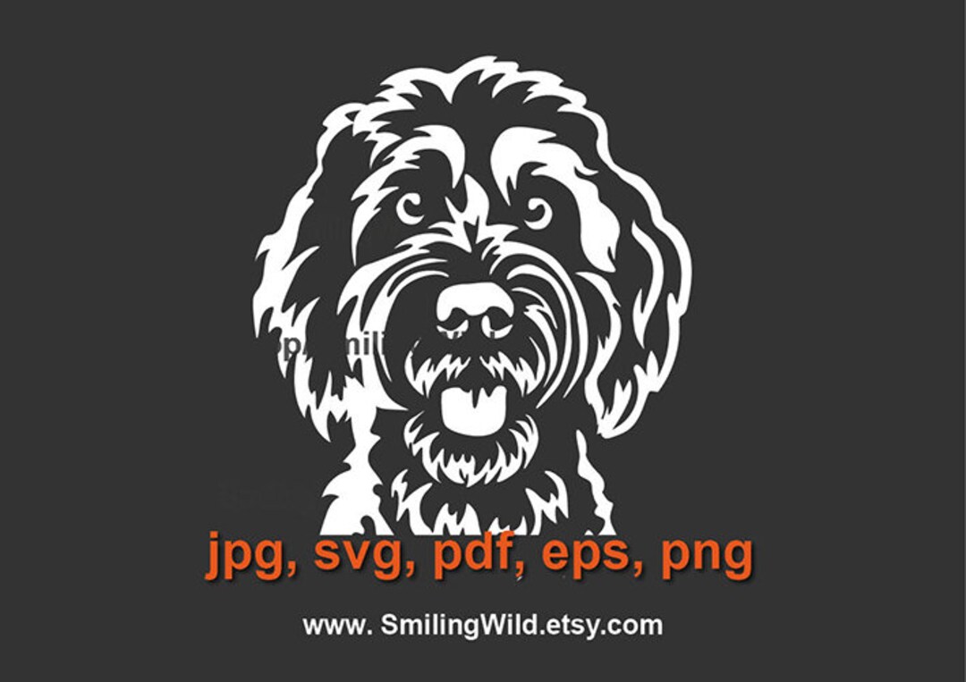 Goldendoodle Svg Vector Graphic Portrait, Groodle Cuttable Digital Clip ...