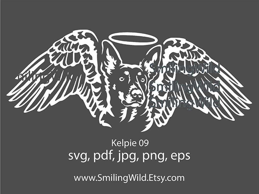 Australian Kelpie Svg Memorial Vector Clip Art File Angel Dog - Etsy