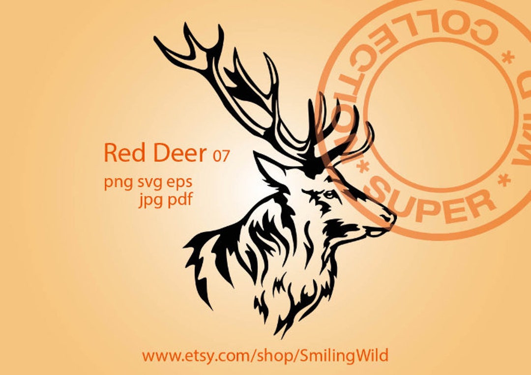 Red Deer Svg Stag Portrait Vector Graphic Art Artwork Elk Logo Head Svg ...