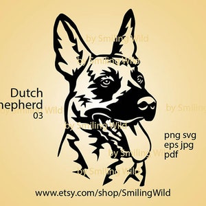 Dutch Shepherd Svg Portrait Dog Head Clipart Dutch Shepherd Vector ...