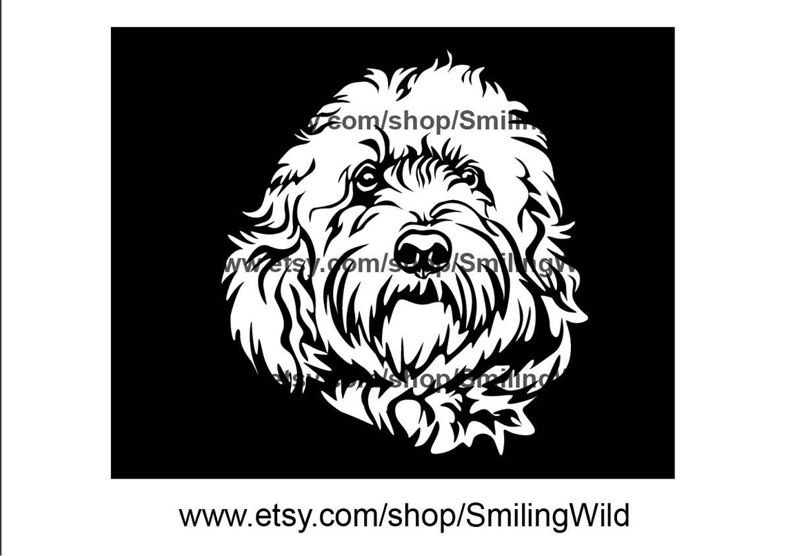 Cockapoo svg vector graphic art portrait face Cut in white | Etsy