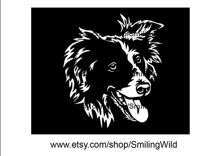 Border Collie Svg Face Portrait Dog Clipart Cuttable Border - Etsy