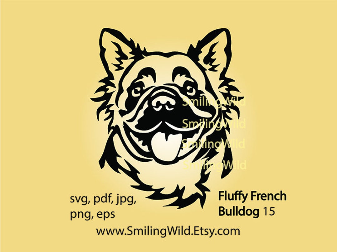 Fluffy French Bulldog Svg Portrait Vector Graphic Art Head Cute Dog ...