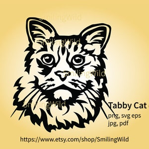 Tabby Cat Svg Clip Art Design, Tabby Cat Cuttable Vector Graphic ...