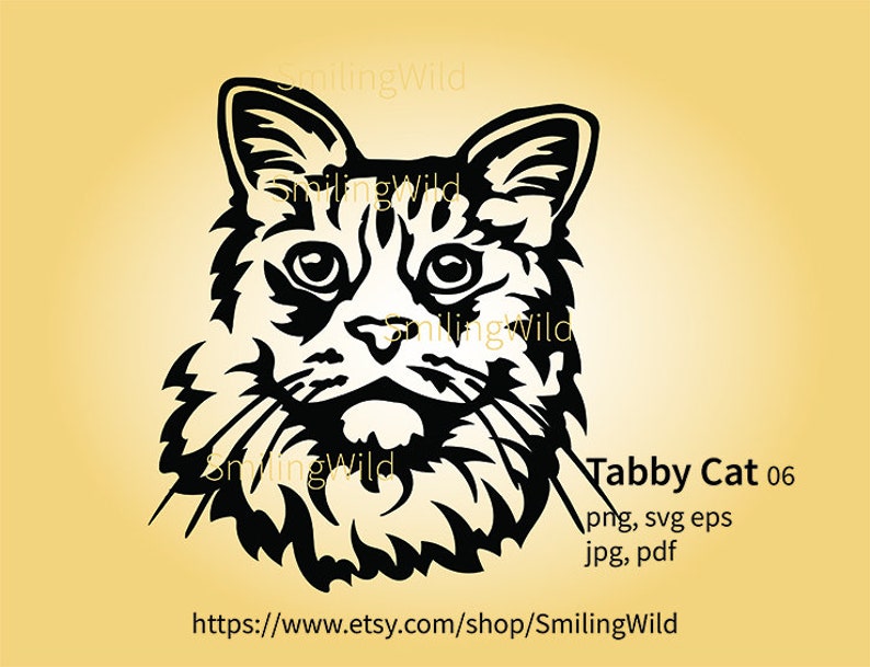 Tabby Cat Svg Clip Art Design Tabby Cat Cuttable Vector - Etsy
