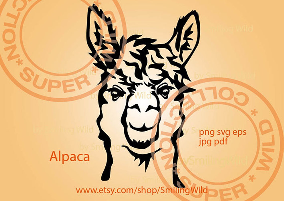 Alpaca Svg Clipart Portrait Vector Graphic Art Wild Animal Cut - Etsy