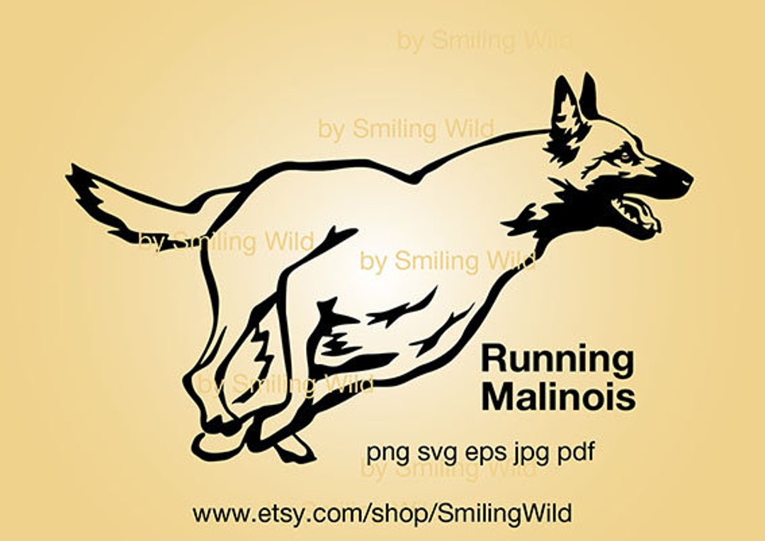 Running Dog Malinois Svg Clipart Digital Design Running Dog Malinois ...