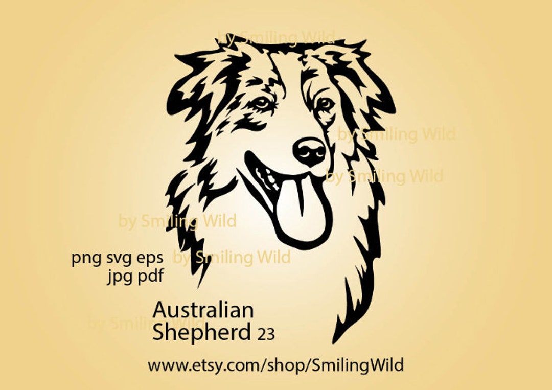 Aussie Dog Png Portrait, Australian Shepherd Svg Clip Art Digital ...