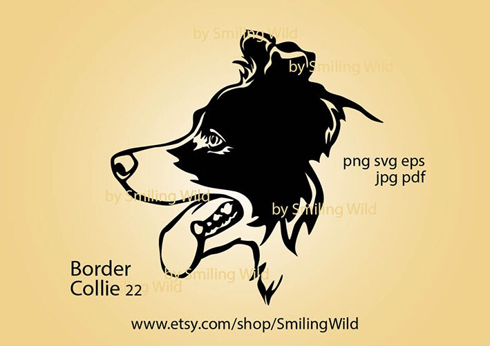 Dog Svg Border Collie Head Profile Svg Clipart for Logo and - Etsy