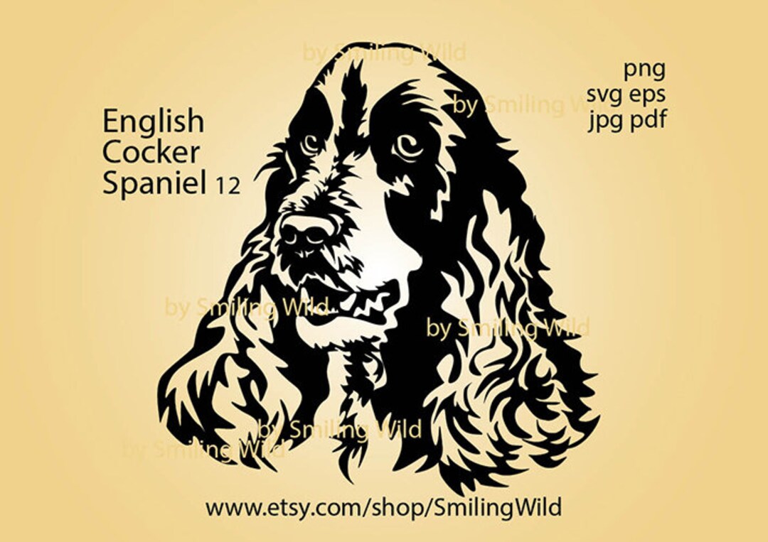 Cocker Spaniel Svg Cut File Dog Head Portrait English Cocker - Etsy