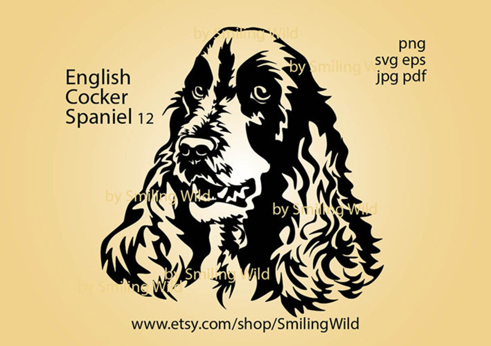 Cocker Spaniel Svg Cut File Dog Head Portrait English Cocker - Etsy
