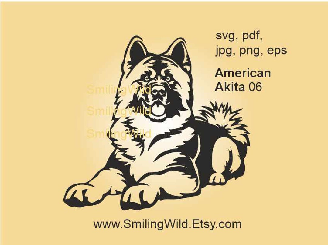 Lying American Akita Svg Dog Cut File Cuttable Vector Graphic Art Akita ...