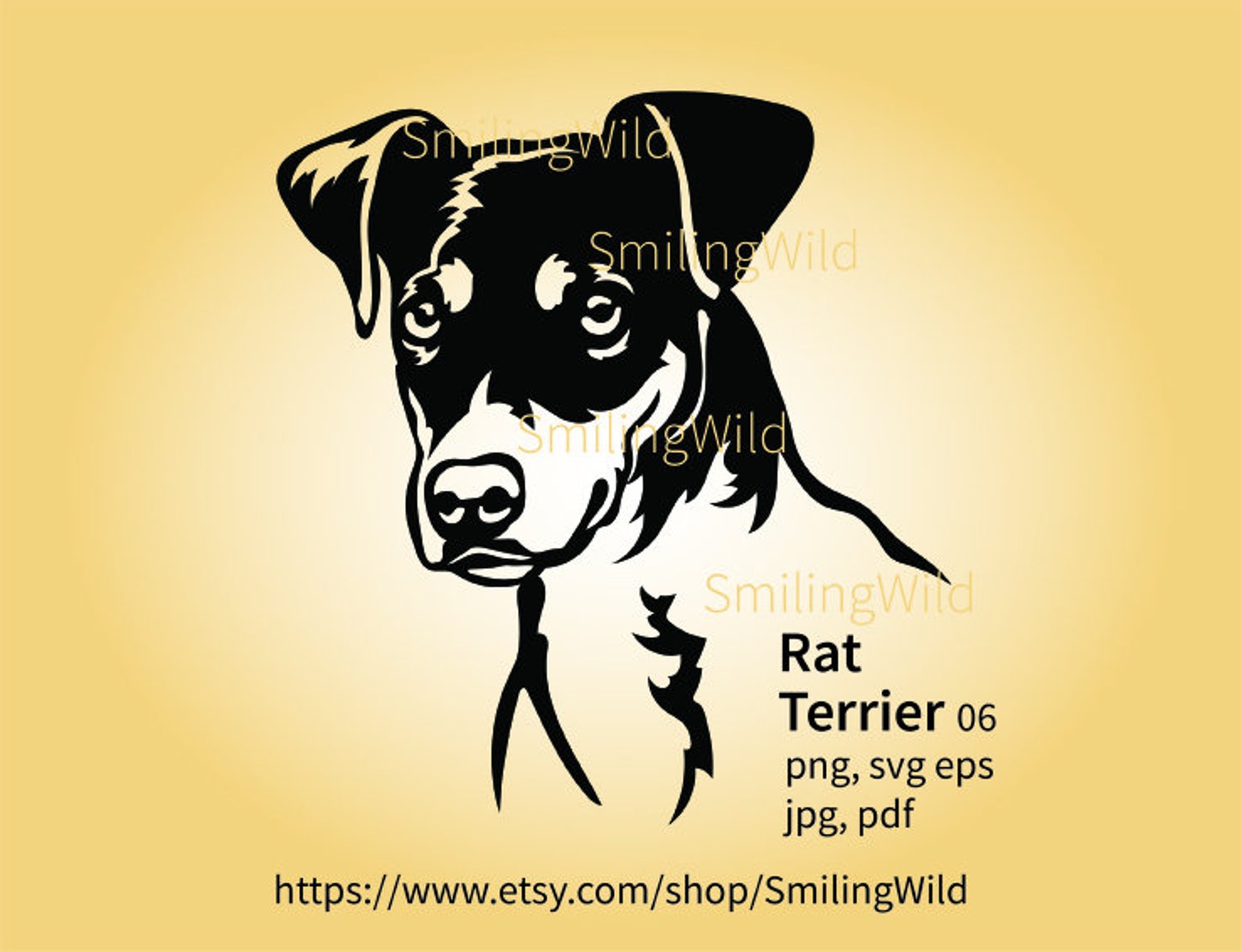 Rat Terrier Svg Vector Graphic Portrait Dog Face Ratonero - Etsy