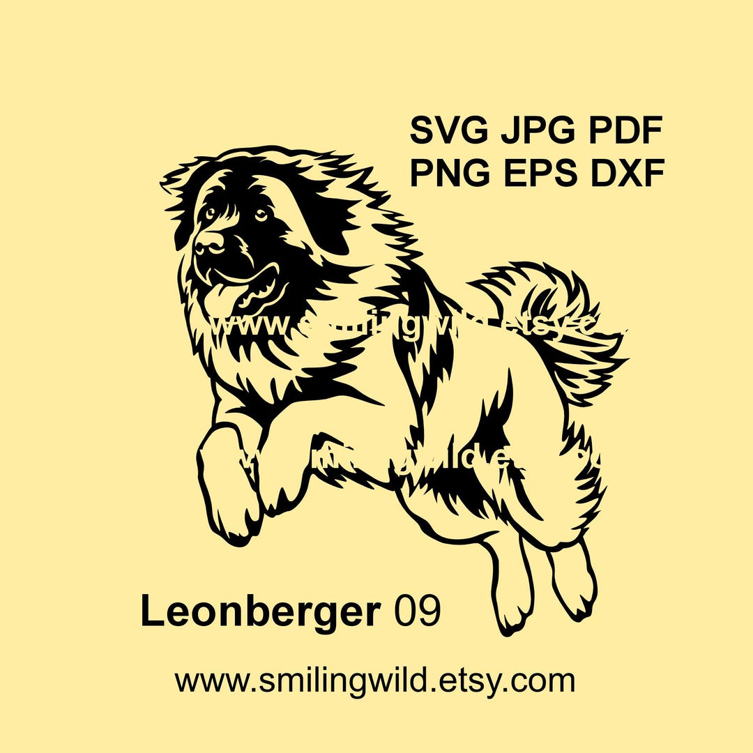Leonberger SVG & PNG, DXF – Realistic Jumping Canine Dog Clipart ...