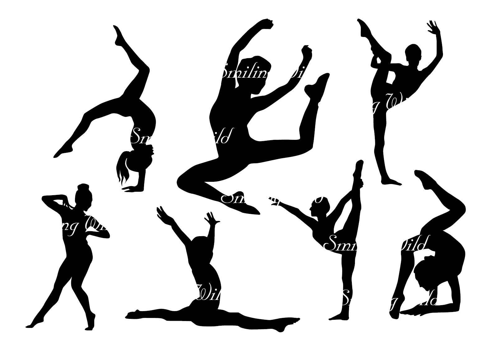 Acro Dance Svg Silhouette Clipart Printable Dancing Woman | Etsy