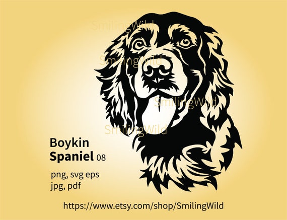 Boykin Spaniel Svg Clip Art Smiling Dog Vector Graphic - Etsy