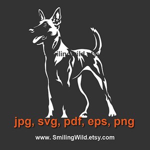 Malinois Svg Dog Vector Art Malinois White Print on Black Belgian ...