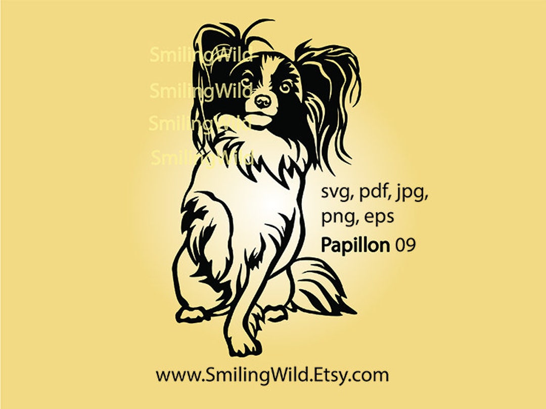 Papillon Dog Svg Clip Art Digital Graphic Illustration, Papillon Cricut ...