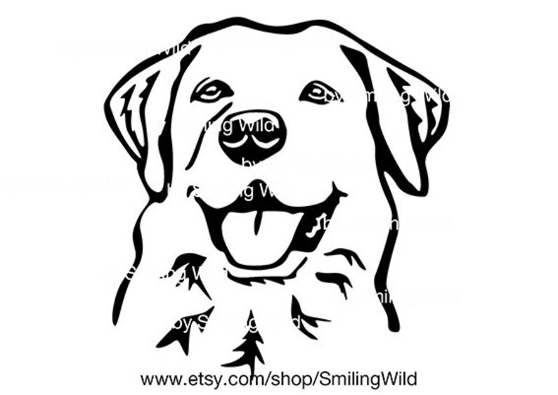 Labrador Retriever portrait head svg smiling dog clipart cut | Etsy