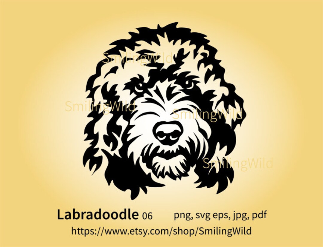 Labradoodle Face Svg Vector Graphic Art Portrait, Labradoodle Cuttable ...