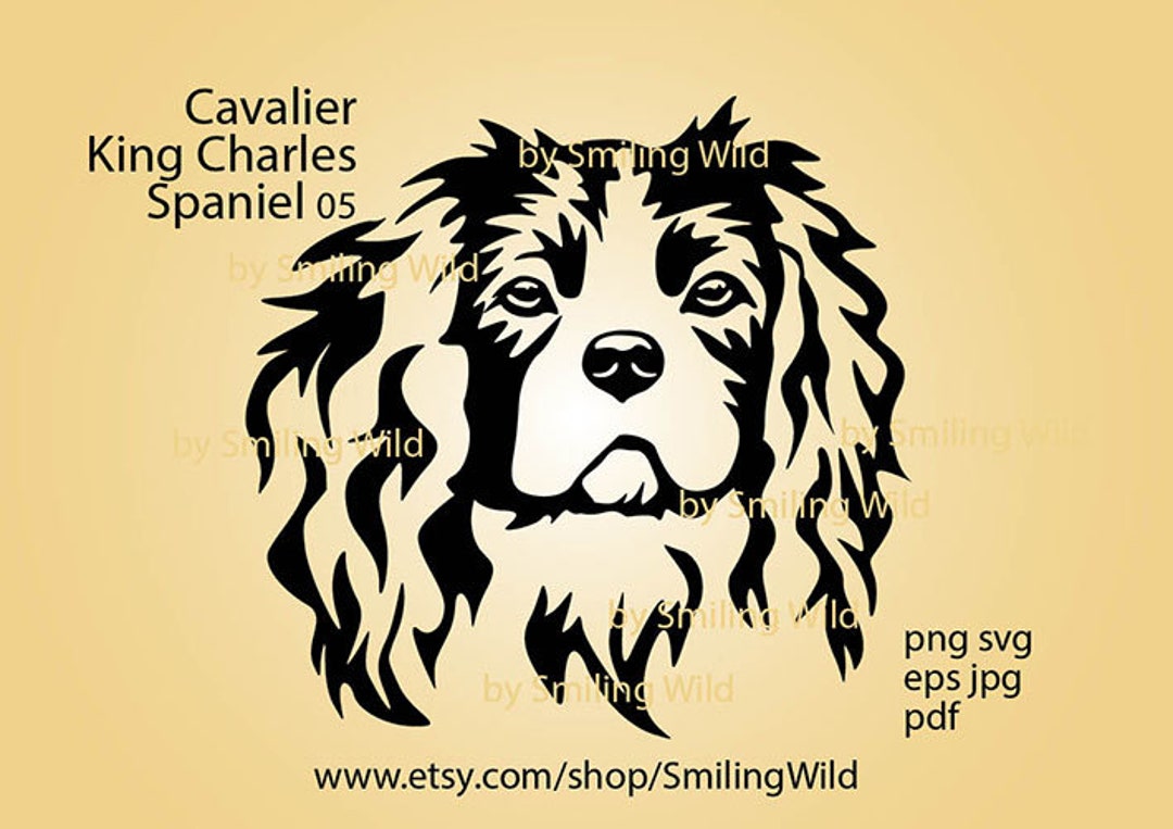 Cavalier King Charles Spaniel Svg Clipart Dog Vector Graphic Portrait ...
