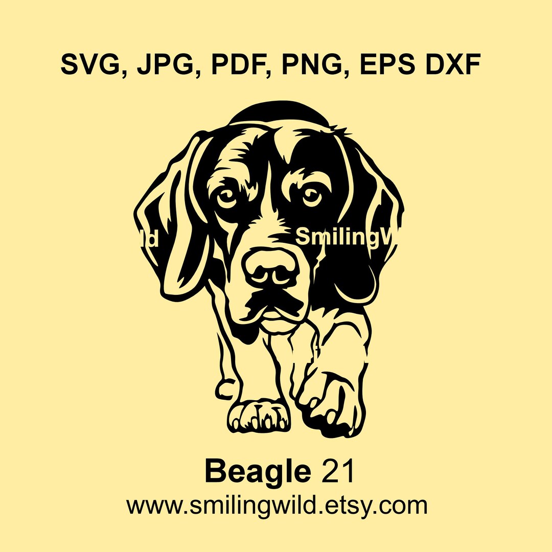 Beagle SVG PNG DXF | Realistic Hunting Dog Clipart Portrait for Laser ...
